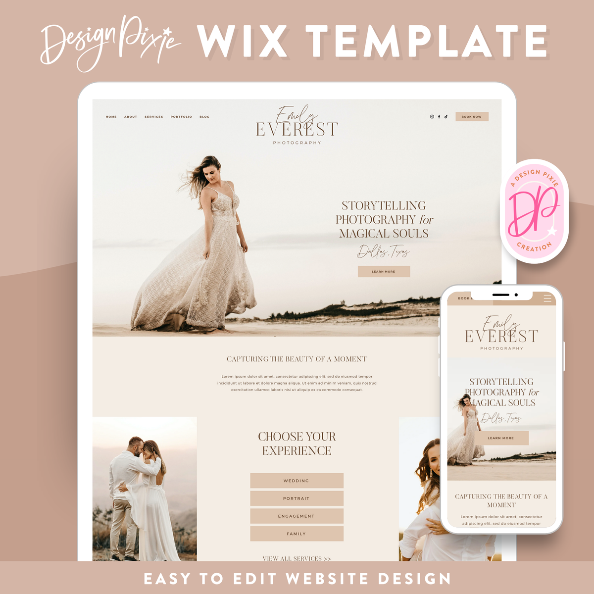 Photography Wix Template - Perfect for Wedding & Portrait Photography ...