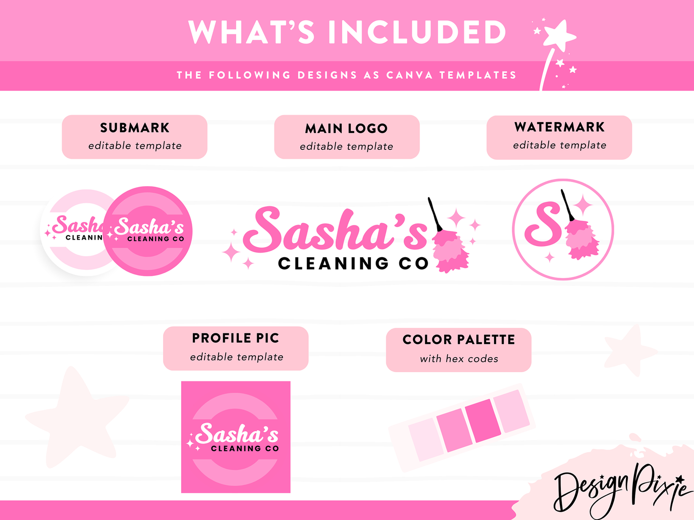 Pink Cleaner Logo Design Template - Editable in Canva – Design Pixie