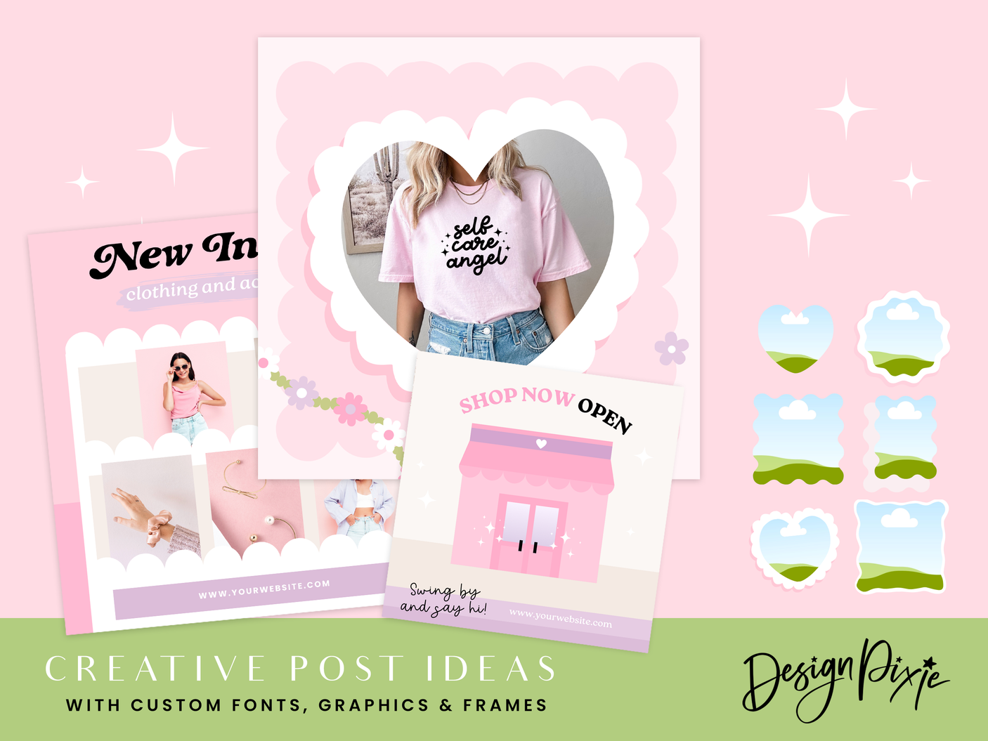 Pretty Pink Pastel Instagram Templates with Girly Cute Designs – Design ...