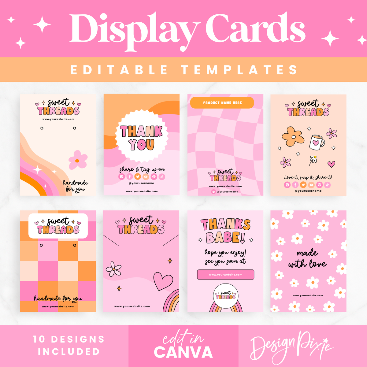 Pink Retro Display Card Templates – Design Pixie