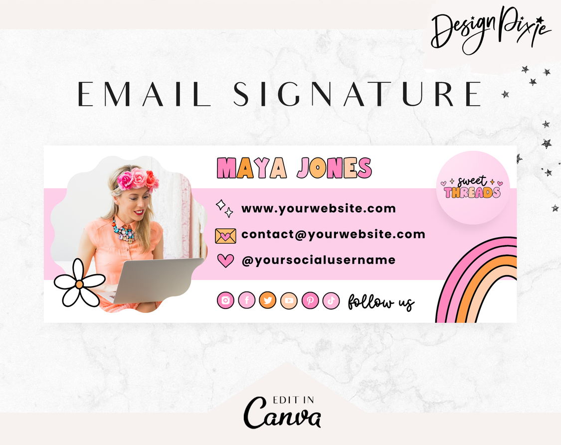 Pink Retro Email Signature Template – Design Pixie