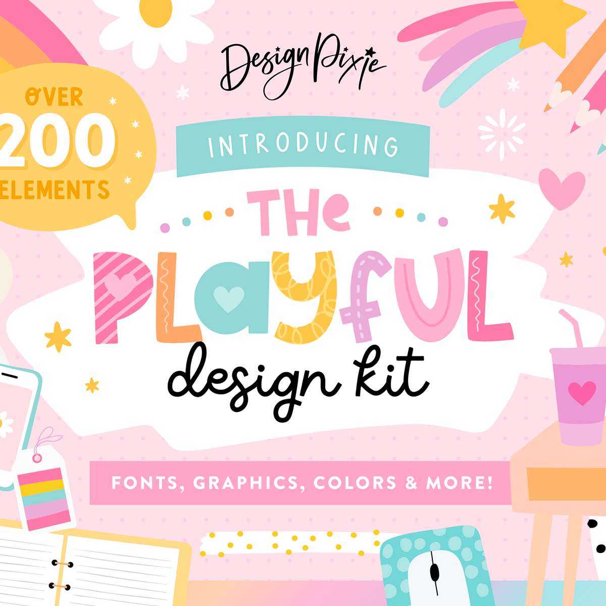 The Playful Design Kit - Creative Graphics and Fonts by Design Pixie