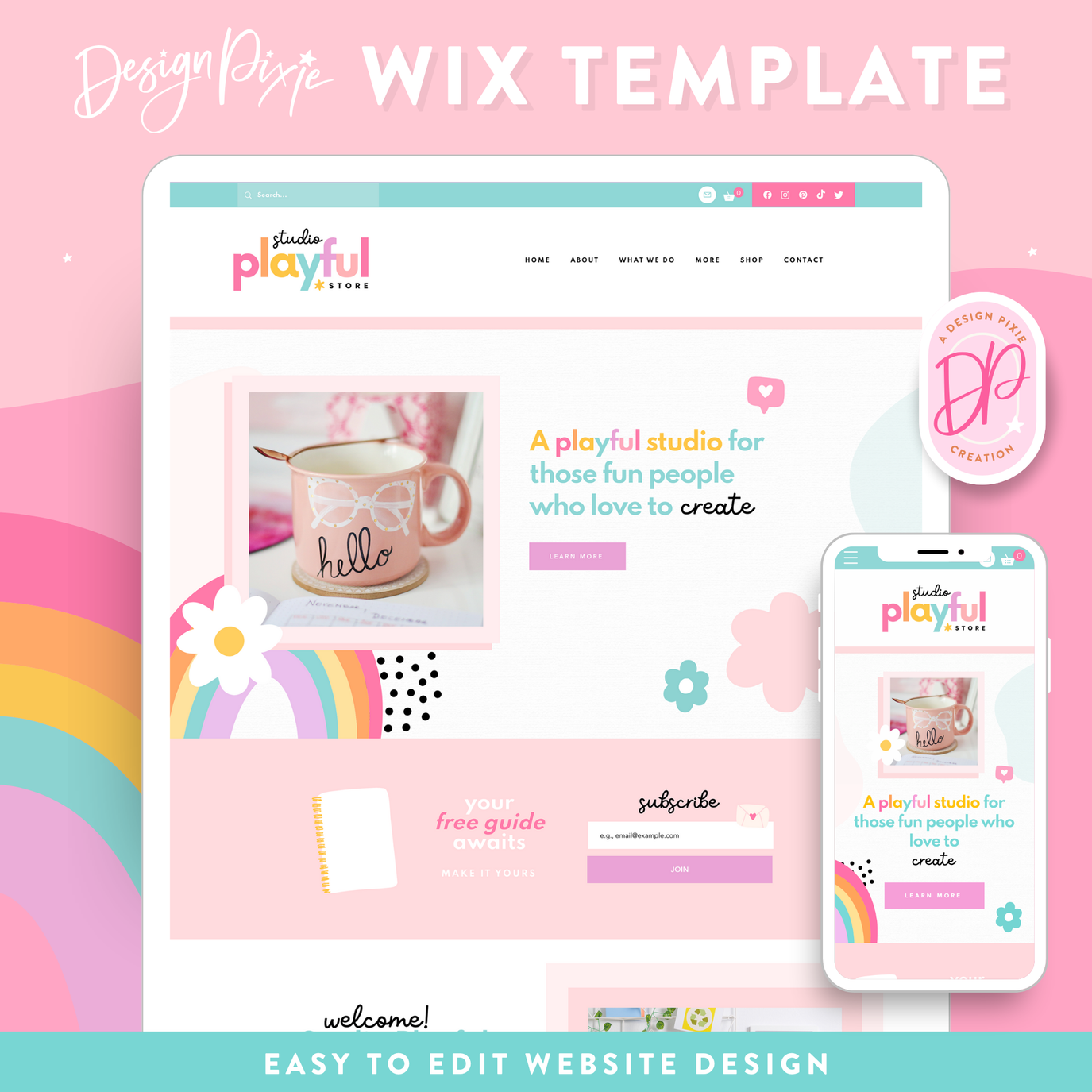 Playful Rainbow Wix Template - Website for Creative Small Business ...