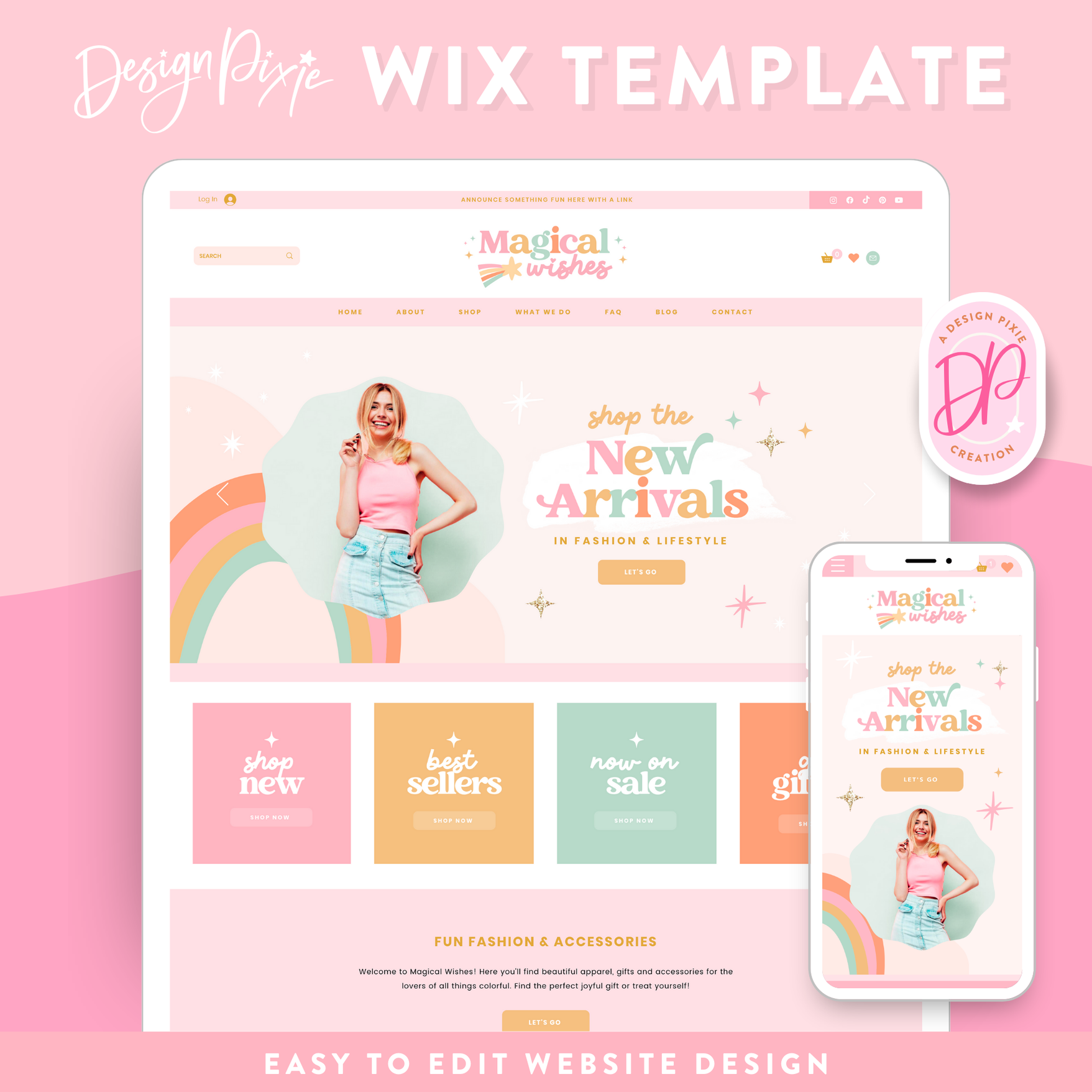 Pastel Rainbow Wix Template - Magical Wishes for Small Business & Blog – Design Pixie