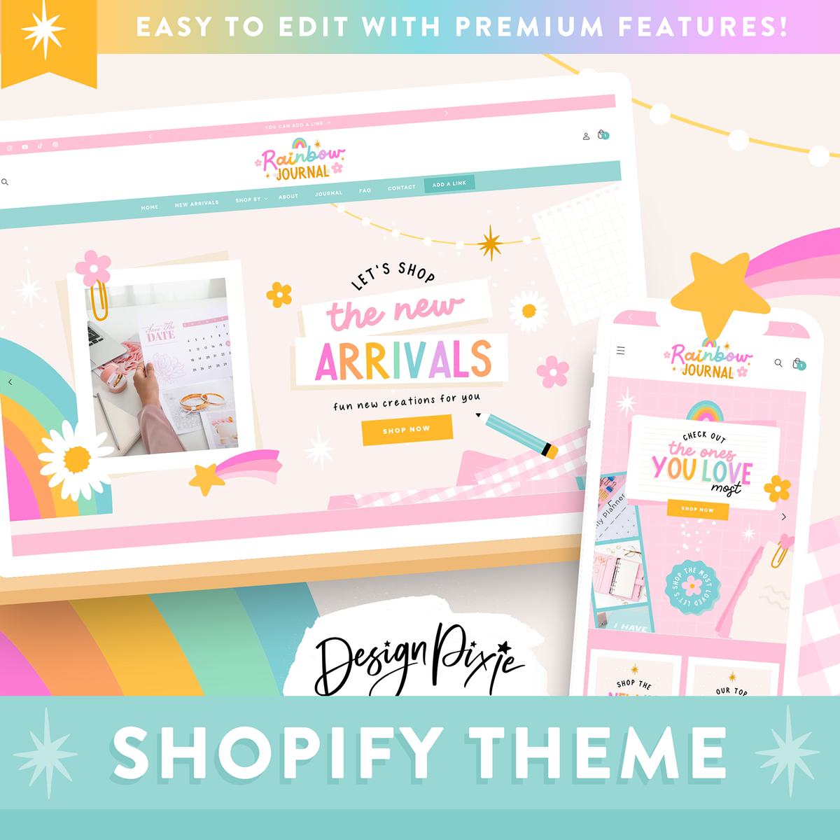 Cute Rainbow Shopify Theme in Highlighter Colors – Design Pixie