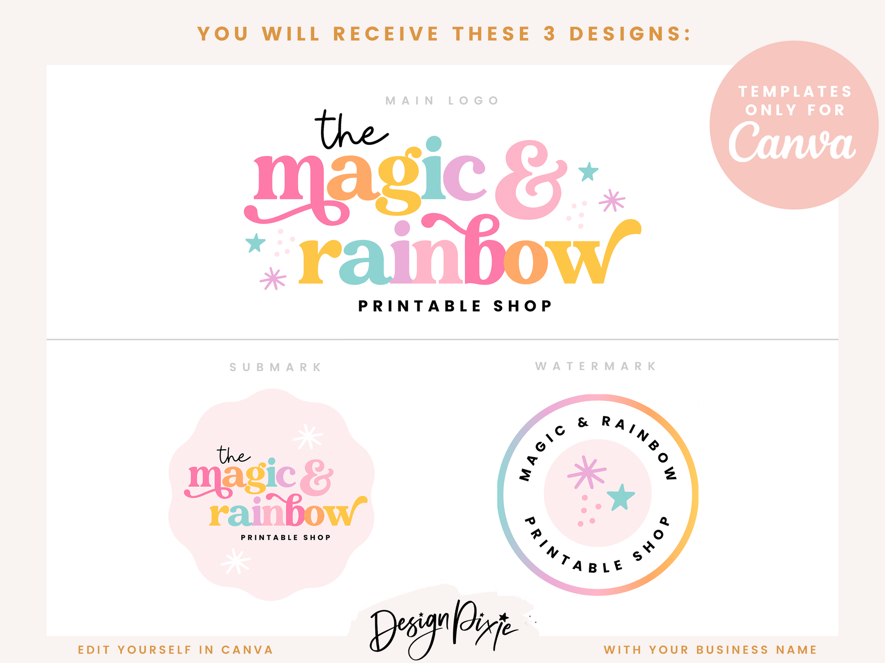 Magic And Rainbow Logo Template - Editable in Canva – Design Pixie