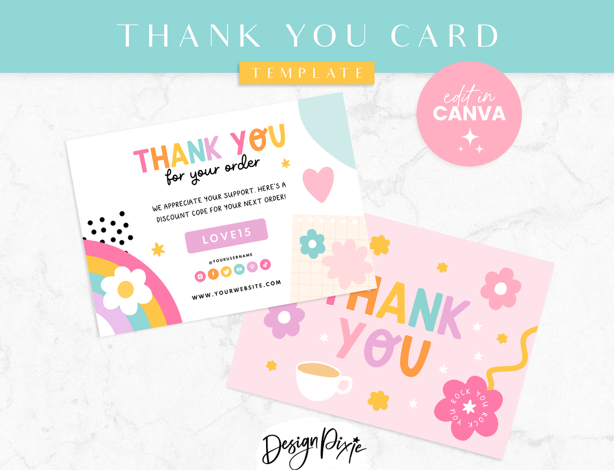 Rainbow Thank You Card Template – Design Pixie
