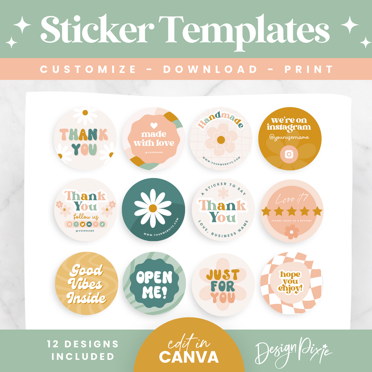 Retro Sticker Label Templates – Design Pixie