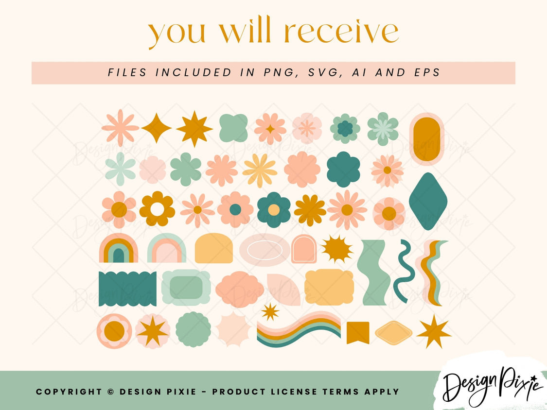 Retro Shapes SVG Elements for Canva – Design Pixie