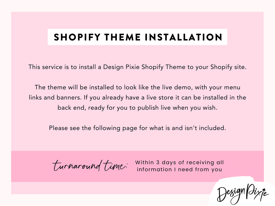 Shopify Theme Installation – Design Pixie