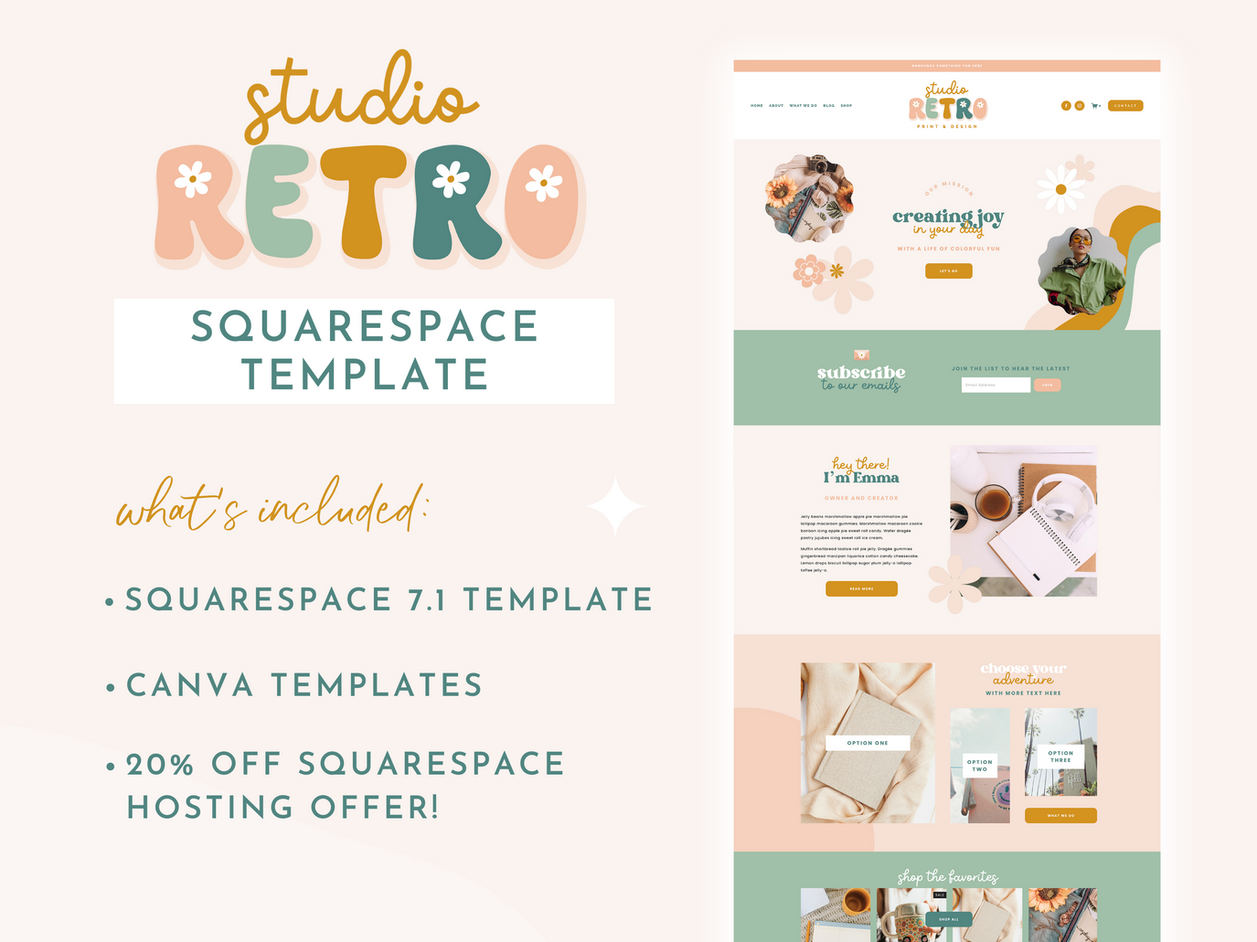 Retro Squarespace Website Template – Design Pixie