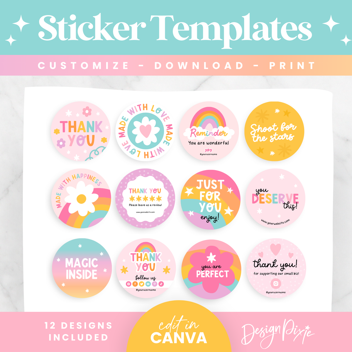 Rainbow Sticker Label Templates – Design Pixie