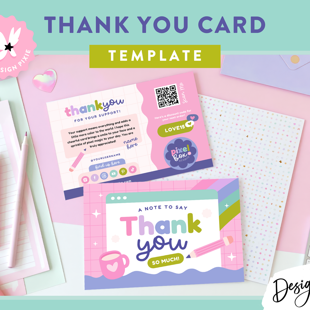 Colorful Creative Thank You Card – Design Pixie
