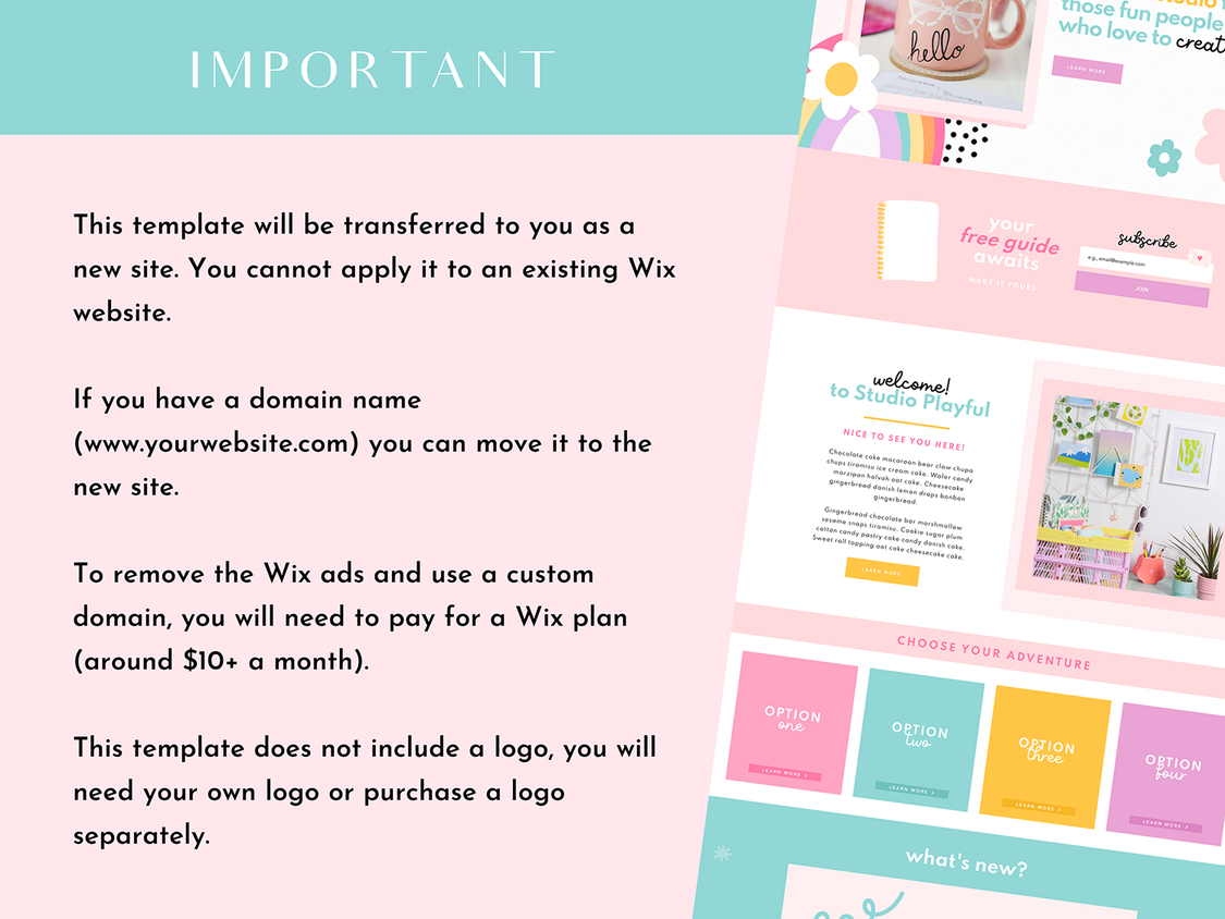 Playful Rainbow Wix Template - Website for Creative Small Business ...